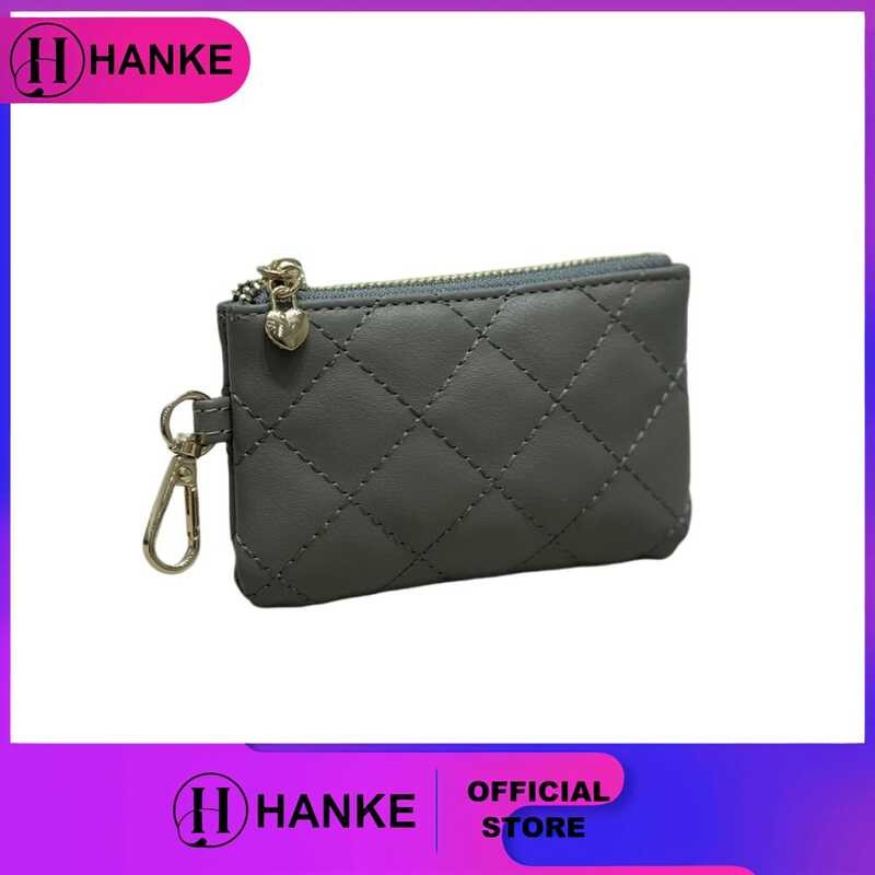 HANKE Genuine Quilted Plaid Leather Mini Coin Purse Keychain Wallet 70F ...