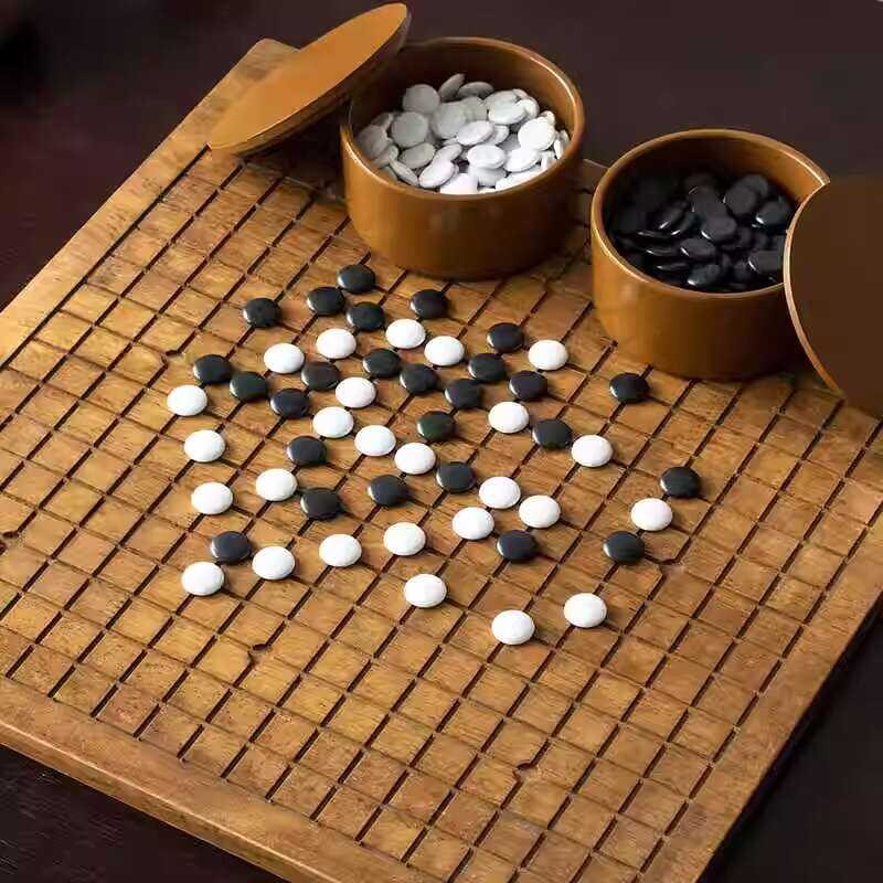 2-in-1 Solid Wood Go Chess Board Set for Adults Children Beginners ...
