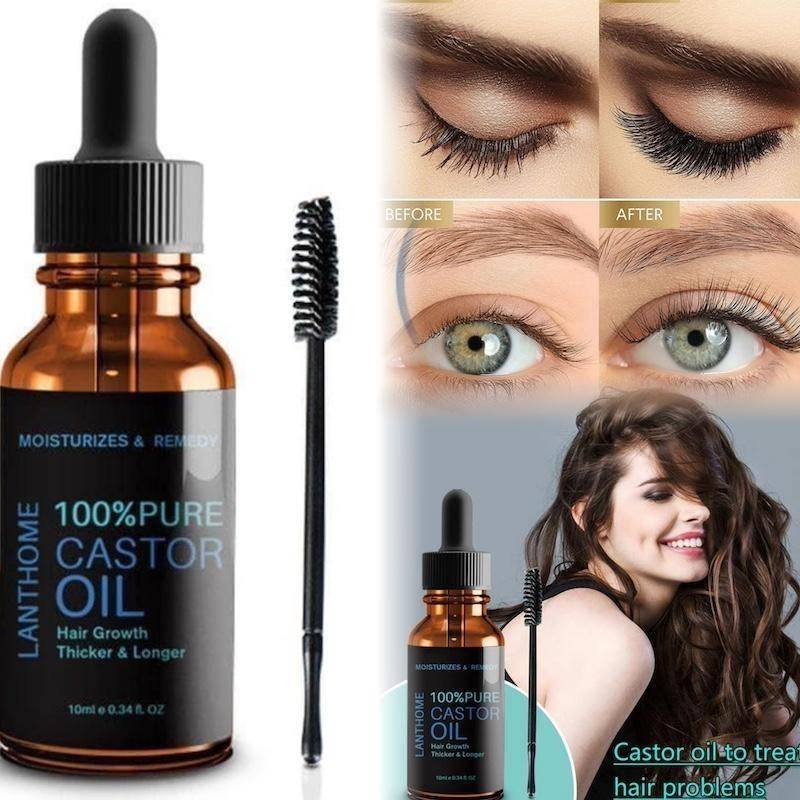 LANTHOME Natural Castor Oil Hair Eyebrow Growth Lashes Growth Serum ...
