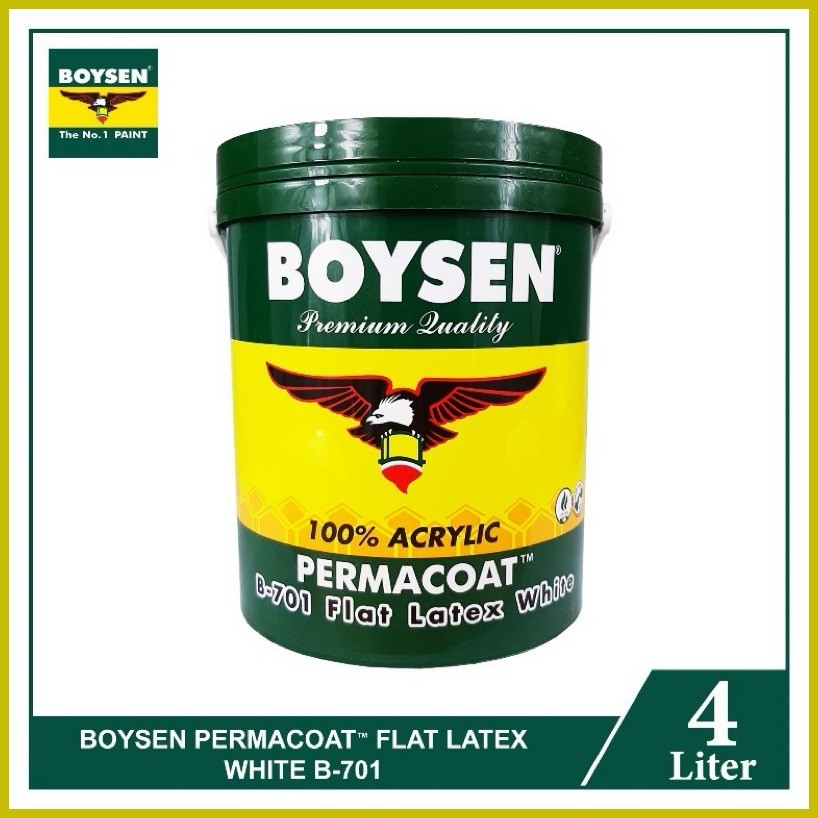 ♀ Boysen Permacoat Flat Latex White 4Liters (B701-4L) | Shopee Philippines