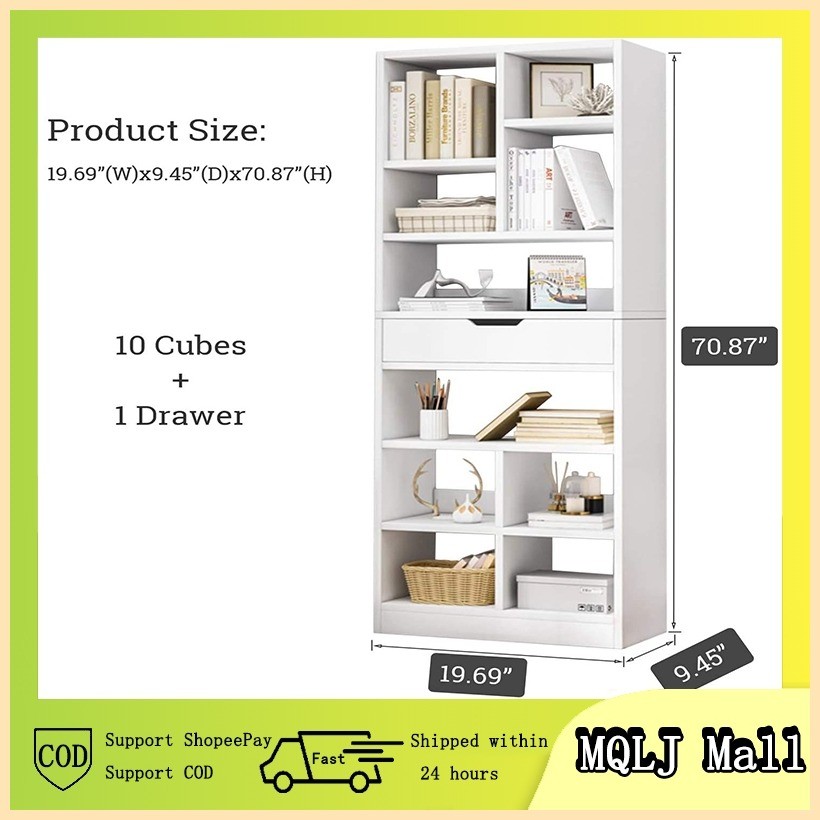 Modern White Solid Wood Multi-Layer Bookshelf Floor-Standing Storage ...