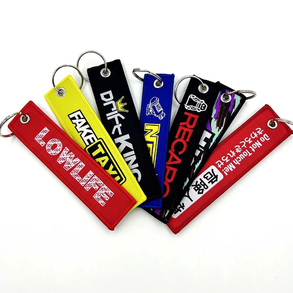 JDM HKS Keychain Embroidered Woven Personality Fashion Cloth ADVAN Key ...