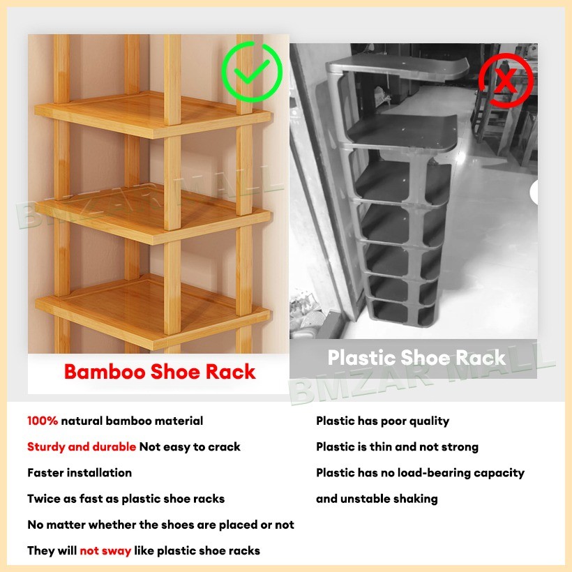 SUNNY Shoe Rack Organizer 8/9Layer Heavy Duty Bamboo Stackable Shoes ...