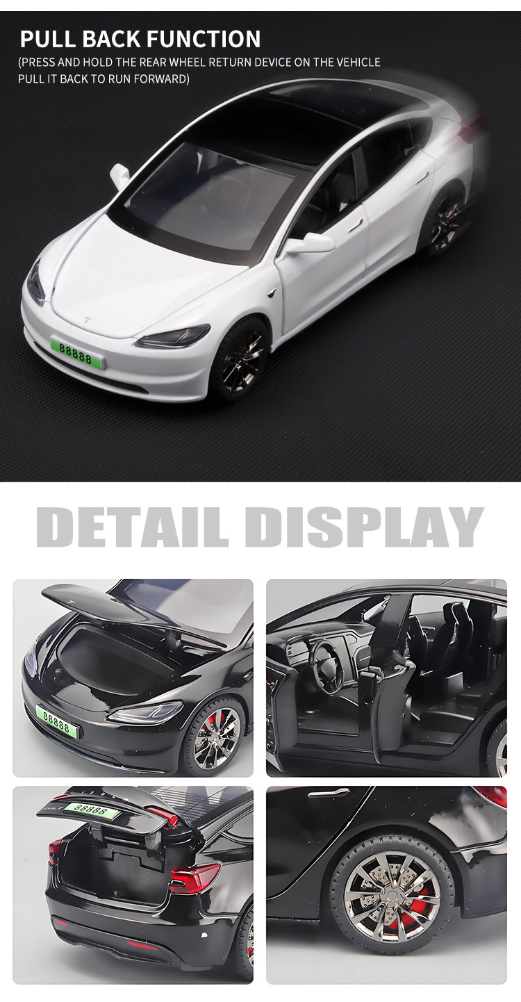 KLT 1:32 Tesla Model 3 Diecast Model Car Alloy Cars Toys Collection ...