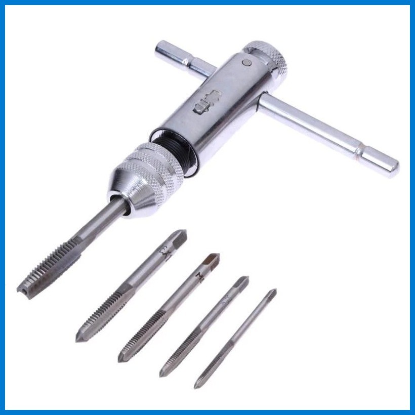 Adjustable T-Handle Ratchet Tap Wrench M3-M8 Metric Machine Screw Tap Kit Household Metric Die ...