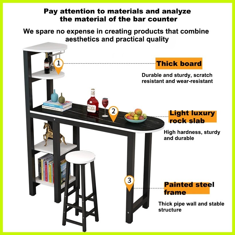 (No chair)Bar table with storage rack/partition cabinet/sofa side table ...