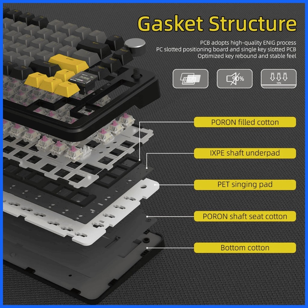 Attack Shark X85 Pro Tri mode 75% Gasket-mounted Wireless Hot Swappable ...
