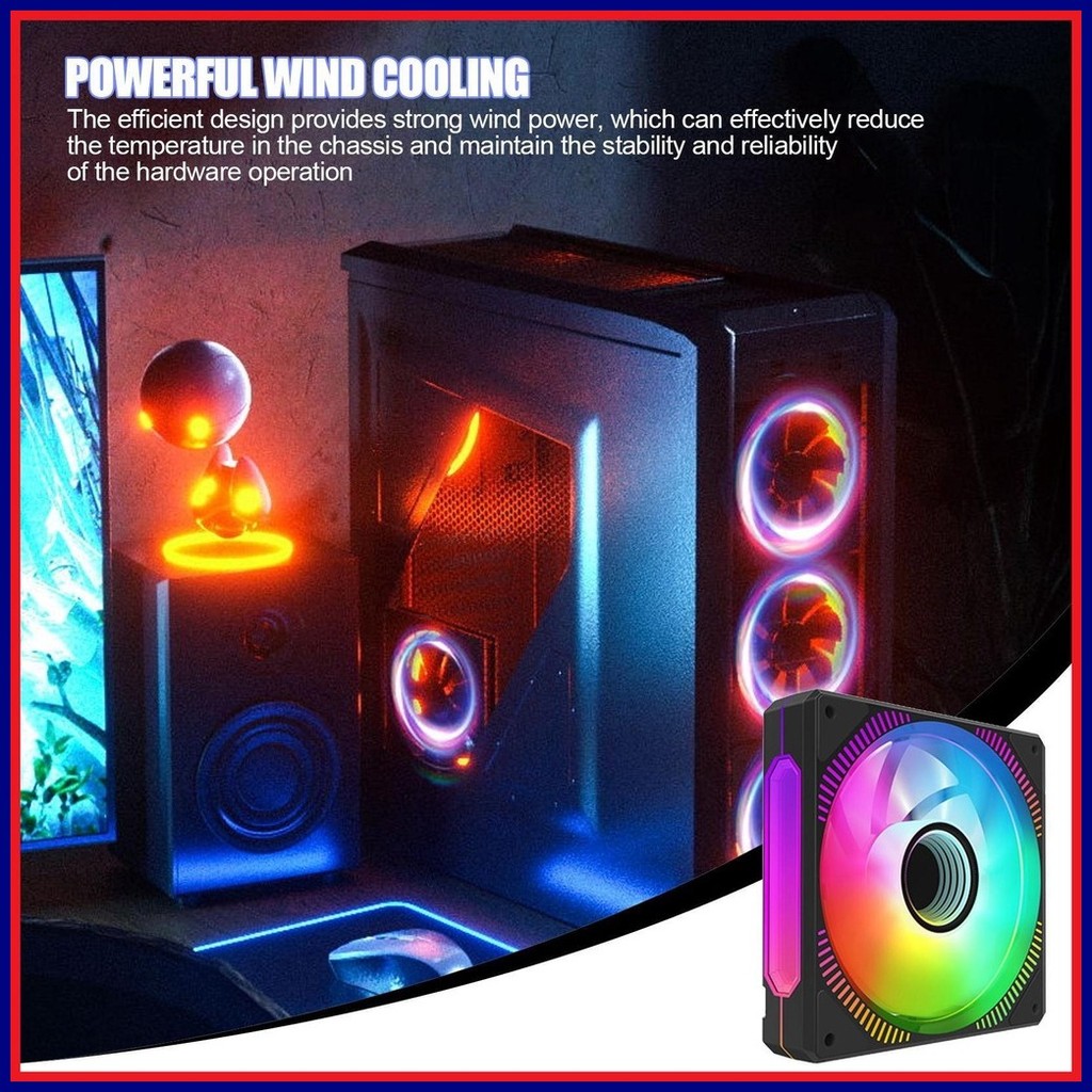 ARGB CPU Cooler Fan 5V 3 Pin Lighted Computer Fan Light Up PC Fans ...