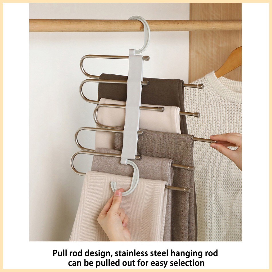 5 Layer Pull-out Pants Hanger Organizer Jeans Trousers Storage ...