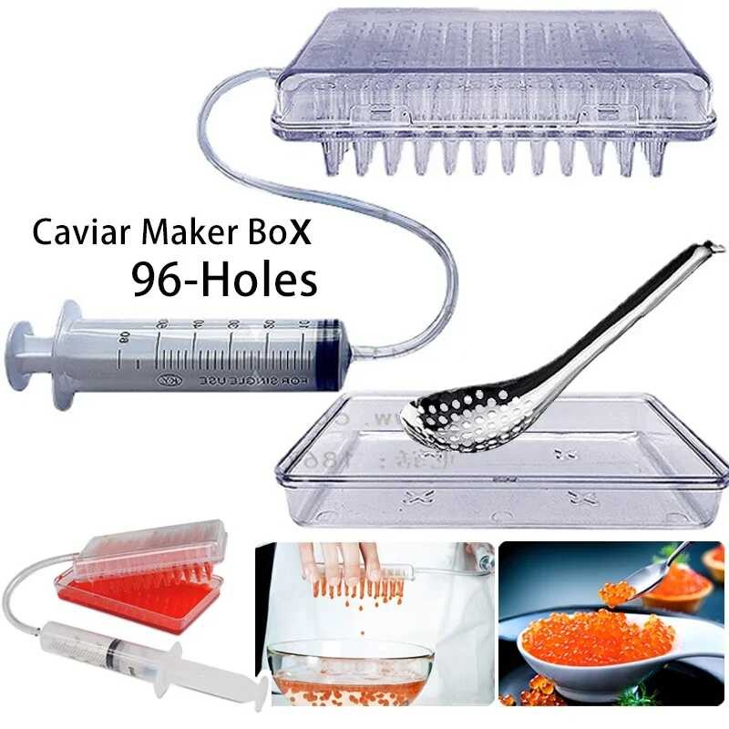 Making Caviar Box 96 Hole Caviar Dispenser Filter Tool With Spoon ...