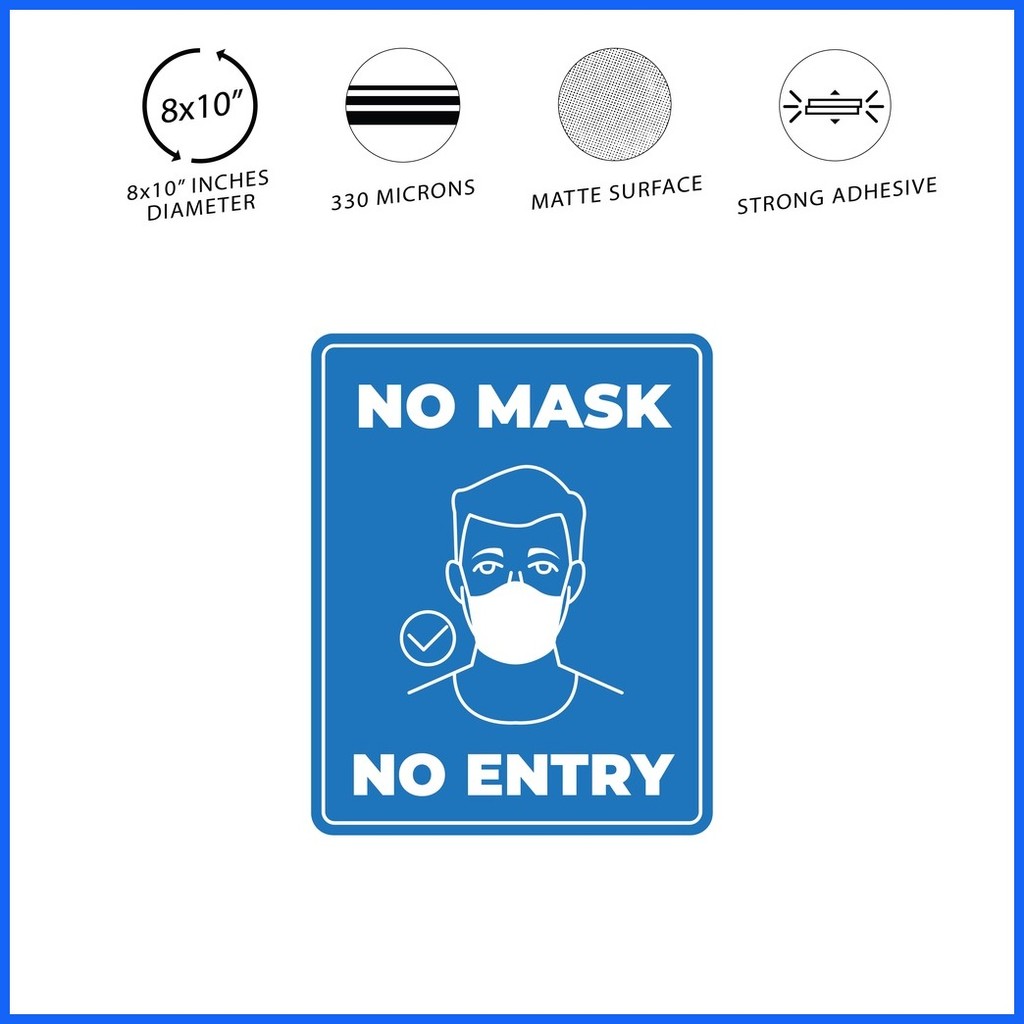 DSign 2pcs No mask No Entry Blue-Boy Sign Safety Signages Vinyl Sticker ...