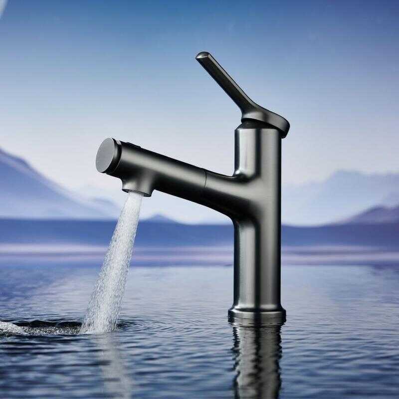 Gun Gray Pull-out Faucet Hot and Cold Fine Copper Basin Sink Wash Basin ...