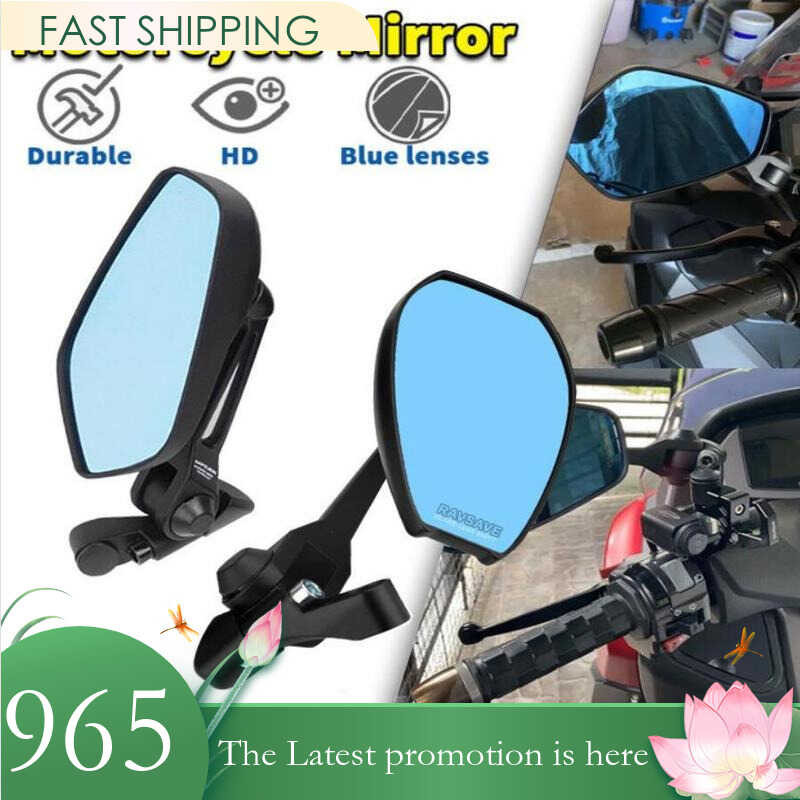 Blue Lens FULL CNC UNIVERSAL SHORT STEM REARVIEW Ray Save SIDE MIRROR ...