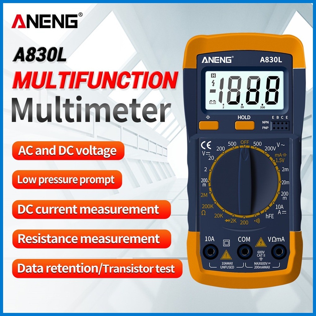 A830L Digital Multimeter Amper Gauge Buzzer DC AC Voltage Resistance ...
