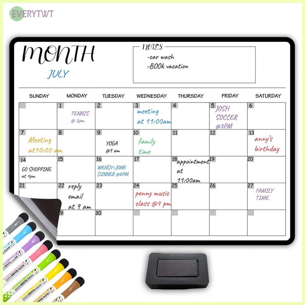 ∇ Calendar Dry Erase Schedule Daily Planner To Do List Weekly Monthly ...