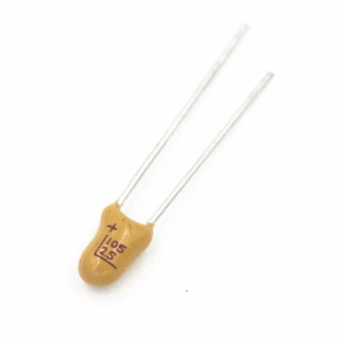 CA42 direct insertion tantalum capacitor 25V1UF 105F gallbladder capacitor pin distance 2.54MM ...