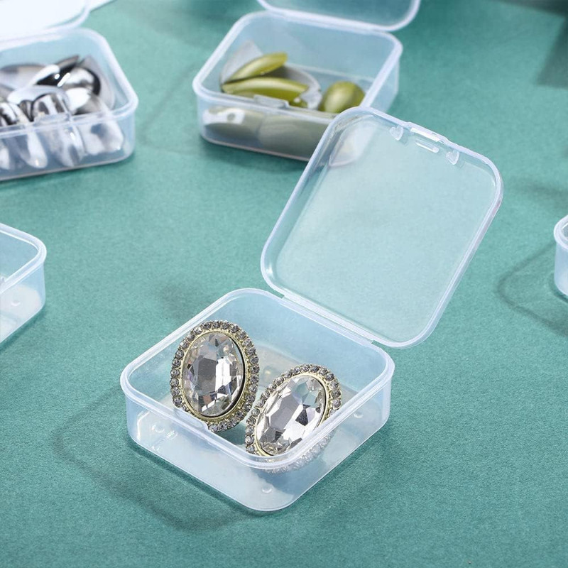 12-60PCS Mini Storage Box - Transparent Square Plastic Box - Earrings ...