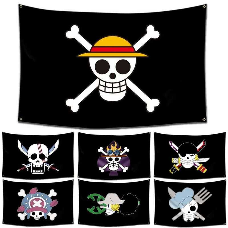 Tt Anime One Piece Pirate Skull Home Bedroom Wall Decor Banner Painting ...