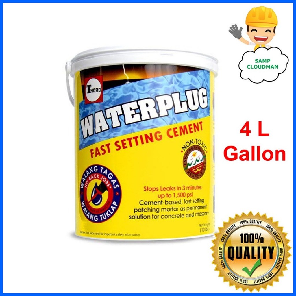Thoro Waterplug Fast Setting Cement Gallon Size 4 Liters Water Plug ...