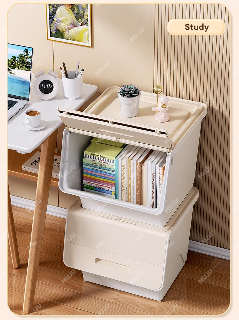MUJU Flip Top Storage Box Stackable Storage Box Organizer Multifunction ...