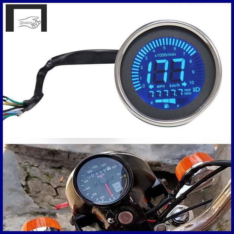 Universal Motorcycle Digital Speedometer Retro LCD Odometer Cafe Racer Tachometer Indicator ...