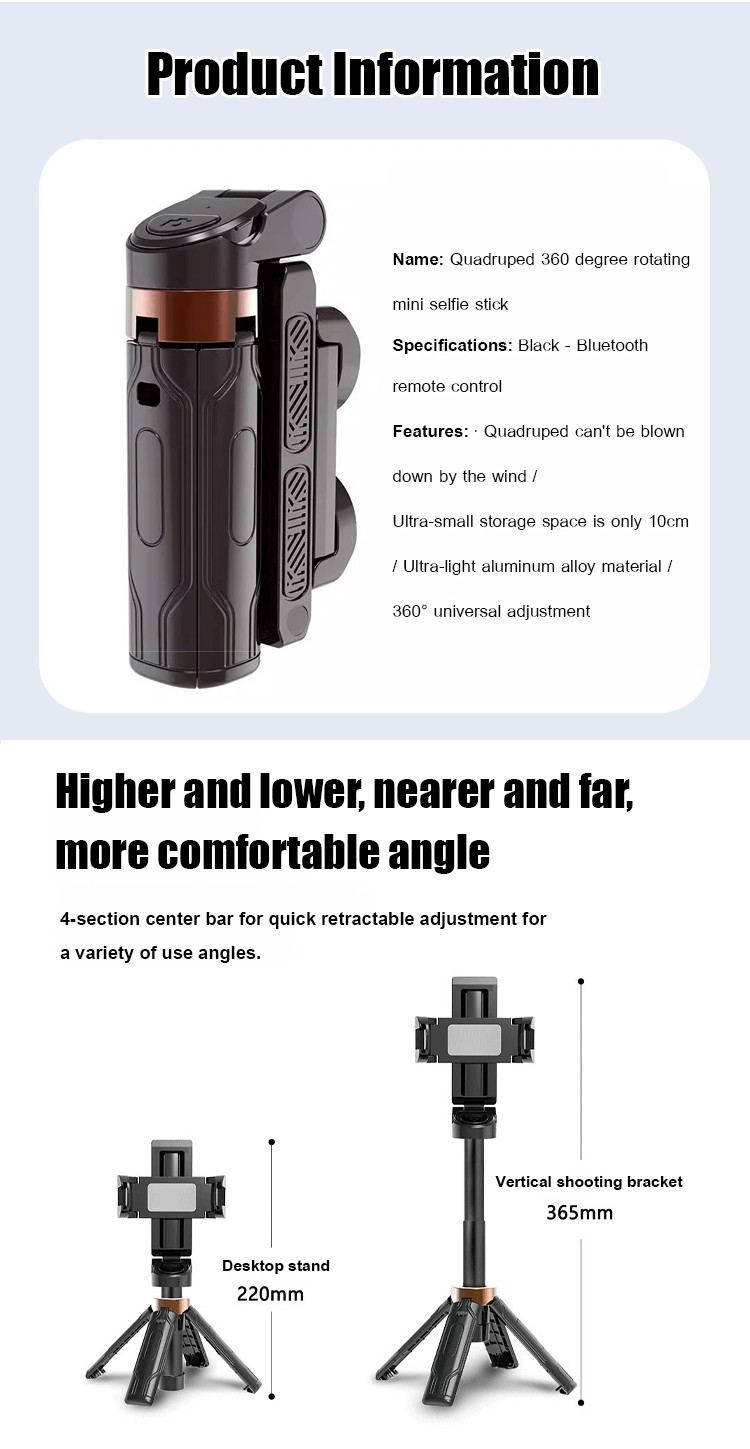 Quadruped 360 degree rotating Mini Desktop Tripod Adjustable Portable ...