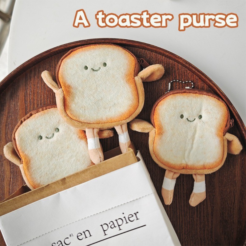 [ Featured ] Toast Coin Purse - Dustproof Bread Keychains - Makeup ...