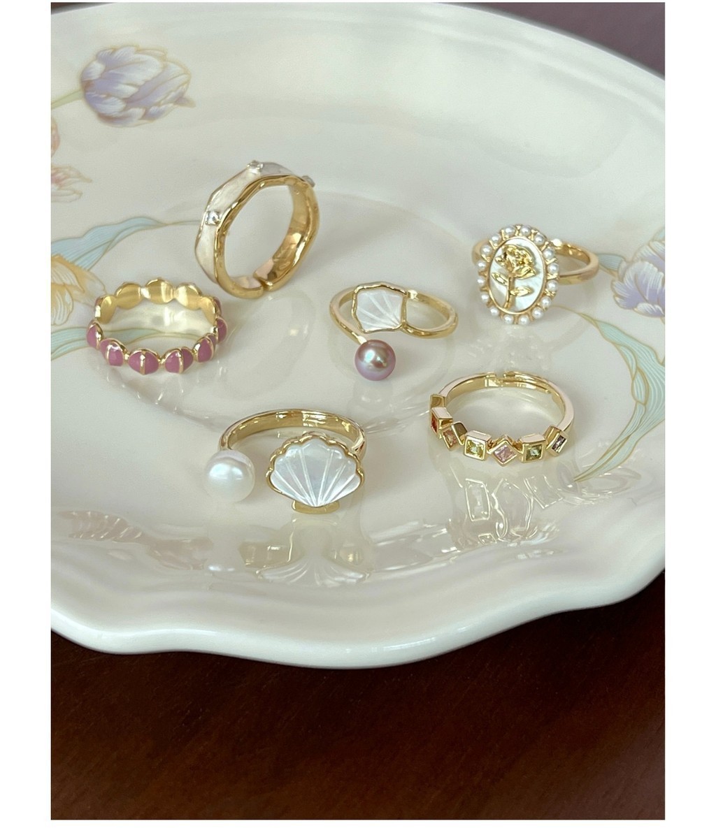 CY Star Cardamom Powder Drop Glazed Water Wave Open Ring Summer Gift ...