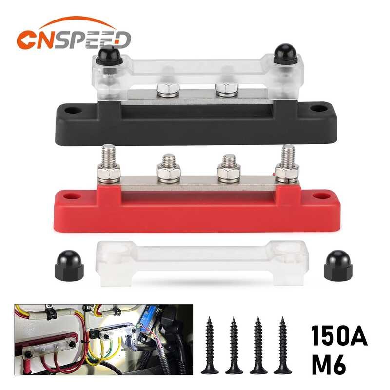 Bus Battery Bar 48V 150A Marine 8X1/4 M6 Power Distribution Na May Cover 12V-48V Busbar Terminal ...