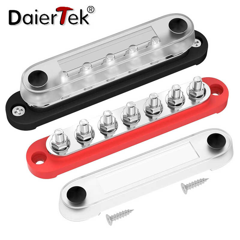 Daiertek Battery Bus Bar Marine 7 X 1/4" (M6) Power Distribution 12V - 48V Busbar Terminal Block ...