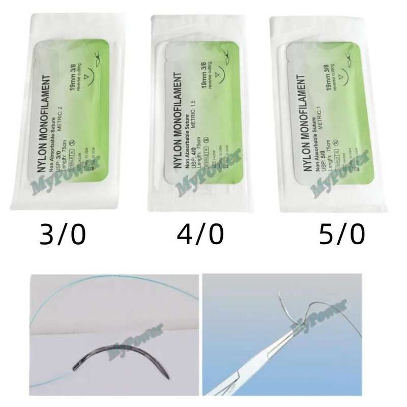 Tt 50Pcs Surgical Sutures Nylon Monofilament USP 3/0 4/0 5/0 Reverse ...