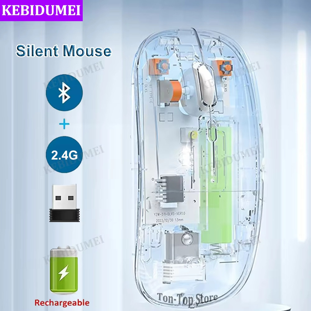 [Local Stock] Creative Transparent Bluetooth Mouse 2.4G Silent Wireless ...