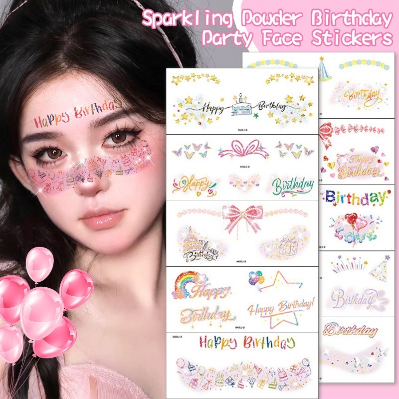 Birthday Party Makeup Decals - Facial Blusher Makeup Tattoo ...