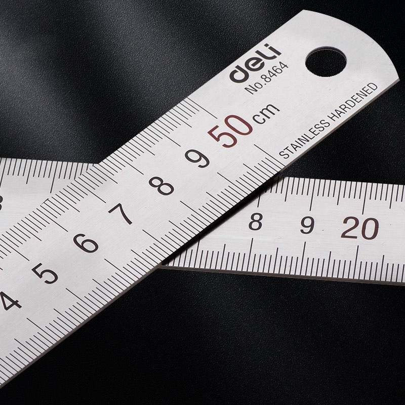 Deli 50cm Stainless Steel Ruler 8464 20inch Straight Ruler Measuring ...