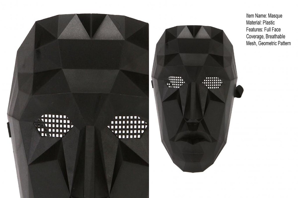 huobianj Plastic Cosplay Masque Circle Print Masque Geometric Pattern ...