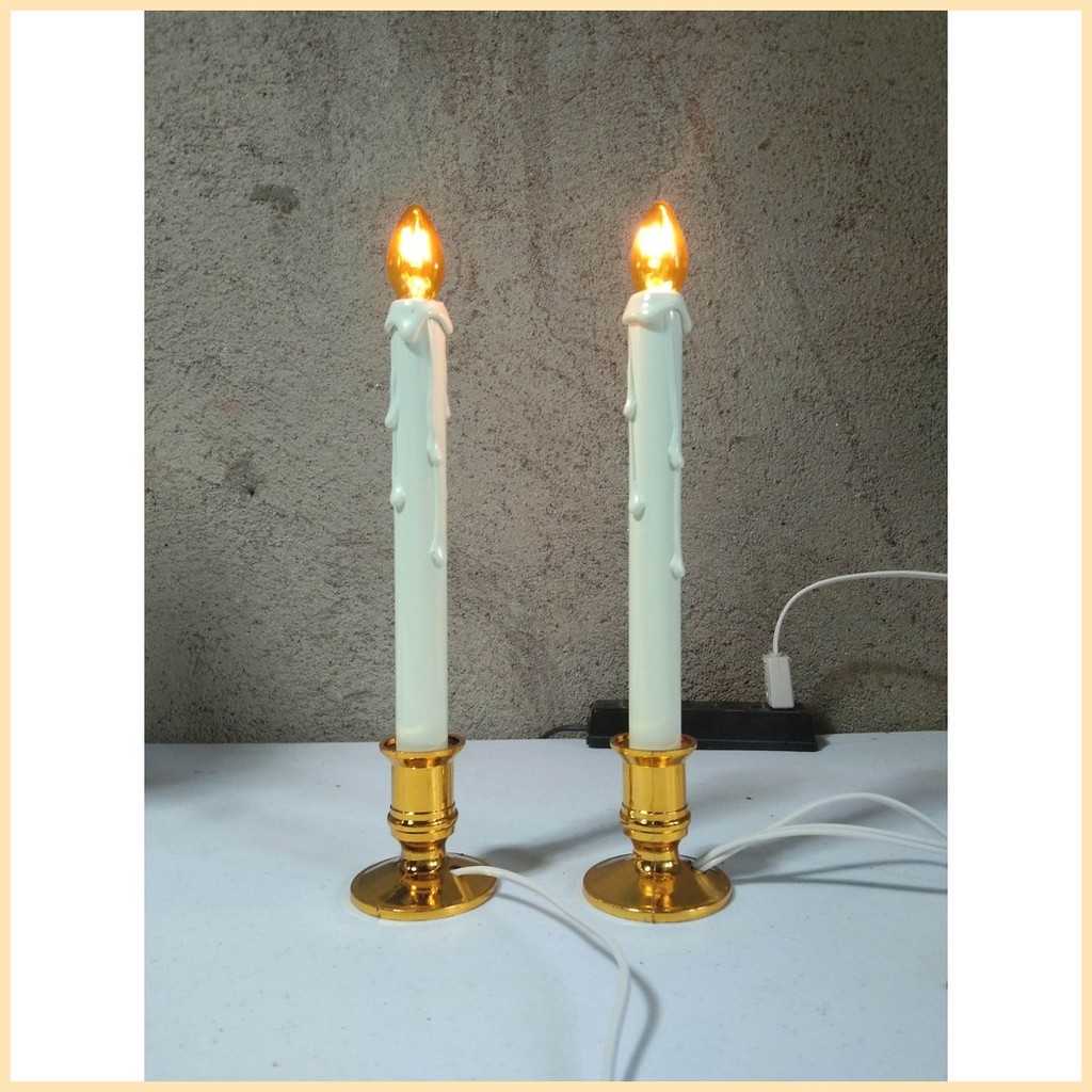 Emmanuel E-Candles Flameless Taper Candles using Yellow Pilot Bulb ...