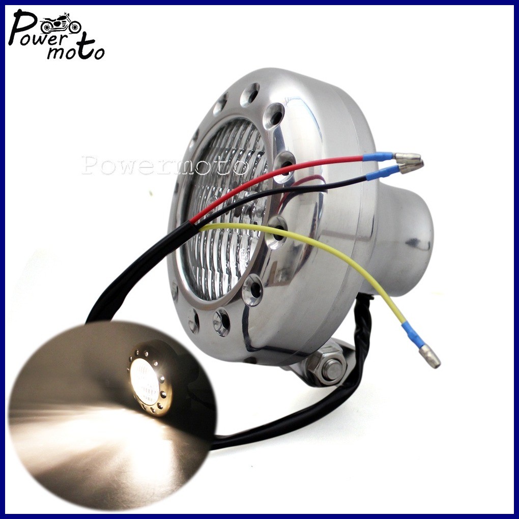 12V H4 E-MARK Motorcycle Polish Retro Headlight For Harley Chopper ...