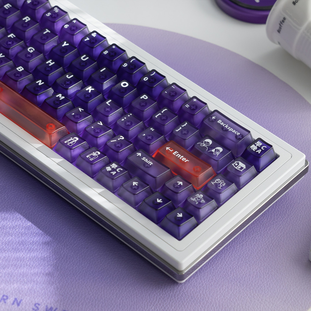 Transparent Foggy Purple Keycaps PC Light Through Cherry Profile keycap ...