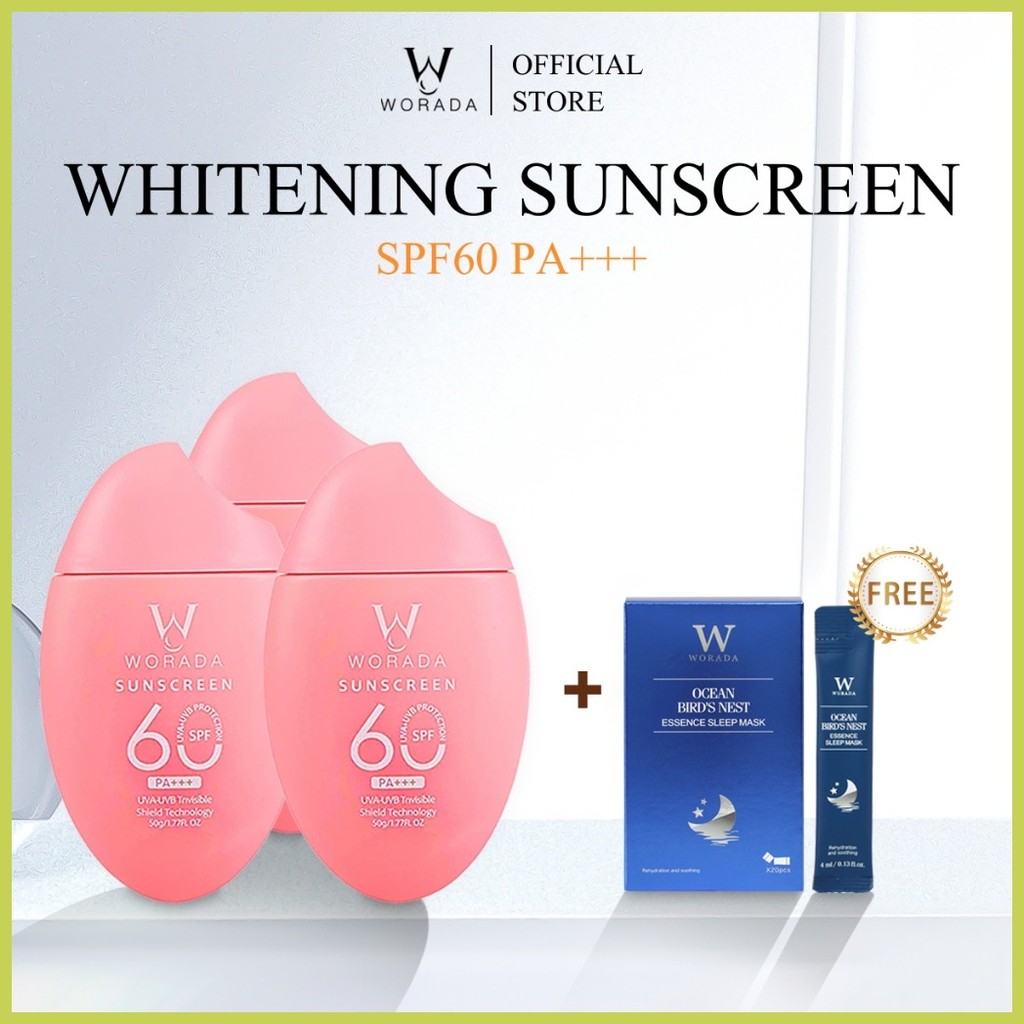WORADA three bottles of Sunscreen Cream Sunblock SPF60+ UVA/UVB ...