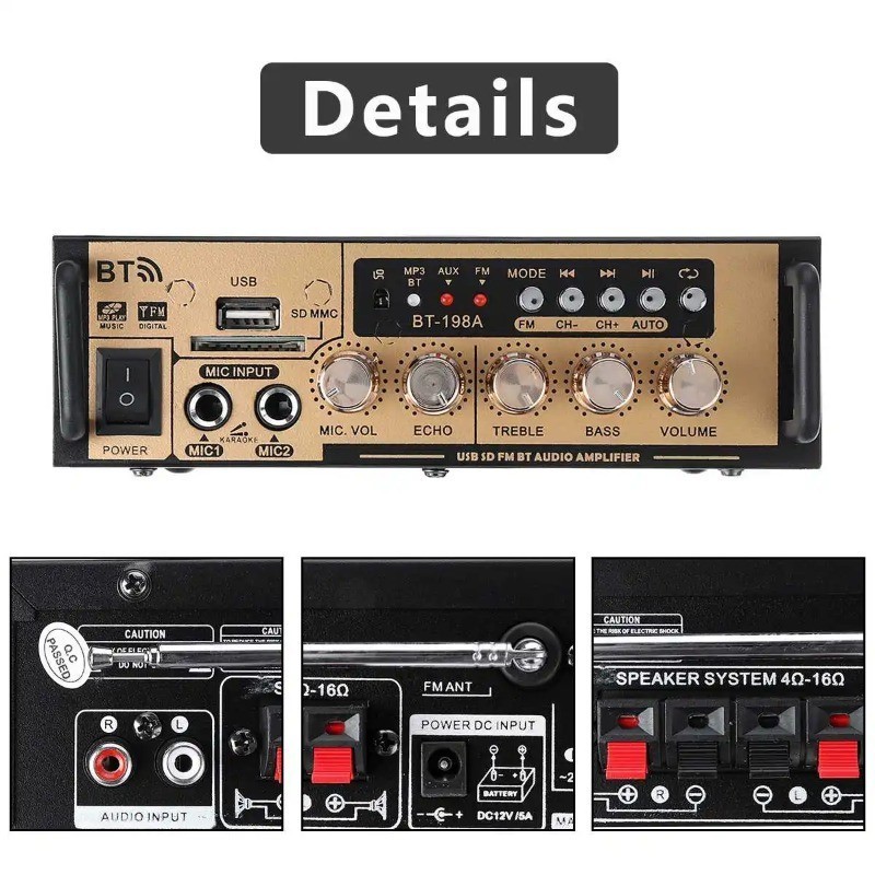 300W+300W Digital Hifi Bluetooth Stereo Audio Amplifier Fm Radio Usb BT ...