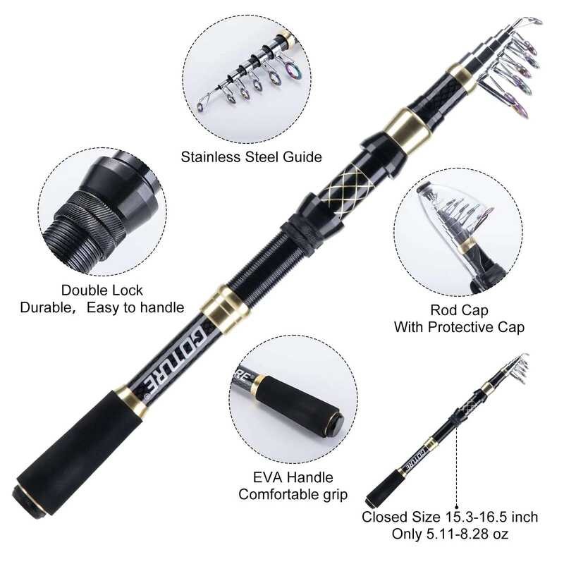 Goture 1.8M 2.1M 2.4M 2.7M Telescopic Fishing Rod Set And Spinning Reel ...