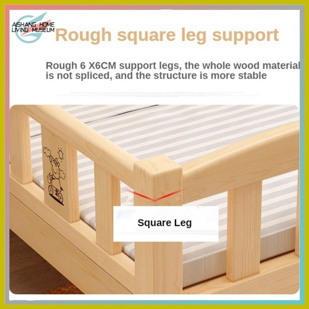 Solid Wood Children's Bed with Fence Small Bed Baby Bed for Boys and ...