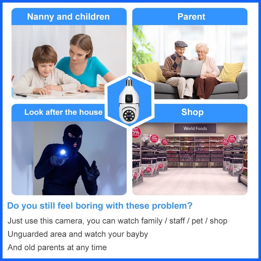 ∏ ♟ Huawei V380 CCTV Dual Lens Bulb Camera Indoor 5MP IP Wifi Camera ...