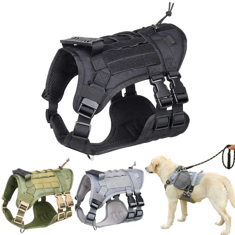 Tactical 3 1A Dog Harness Camouflage Multifunction Harness Dog No Pull ...