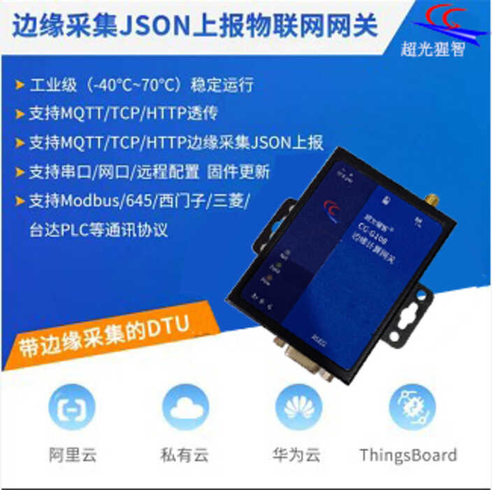 MQTT edge collection JSON reporting IoT gateway Modbus PLC to 4G DTU Alibaba Huawei Cloud ...