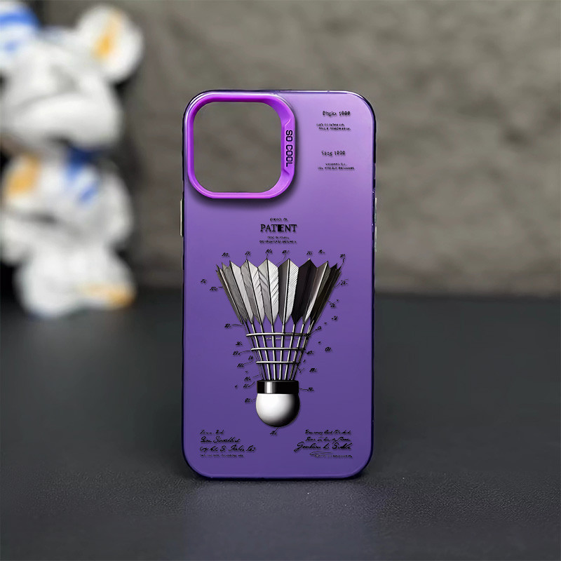 Fashionable Black Badminton Pattern Phone Case Compatible for IPhone16 ...