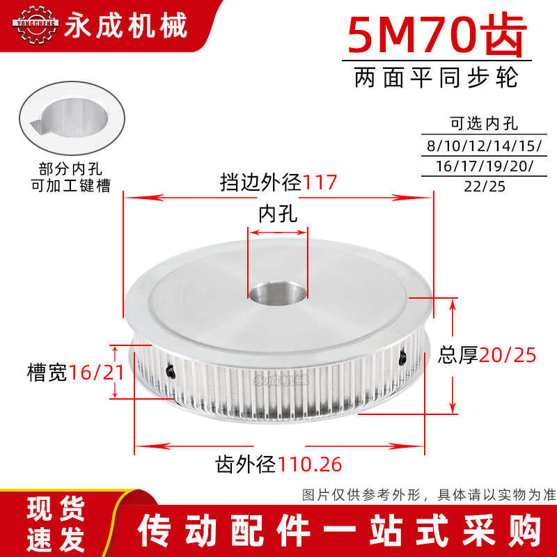Synchronous pulley 5M synchronous pulley with flat sides 5M70 tooth ...