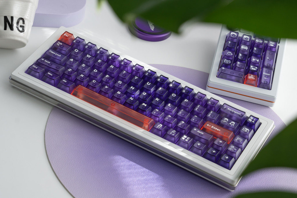 Transparent Foggy Purple Keycaps PC Light Through Cherry Profile keycap ...