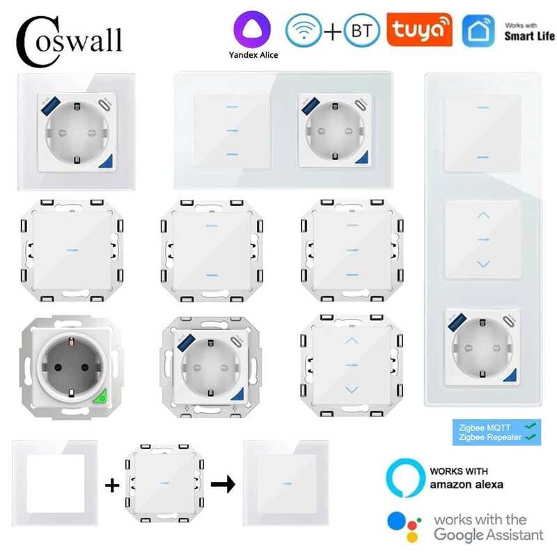 Tt COSWALL Glass Touch Switch DIY Module WIFI / Zigbee Smart EU Wall ...