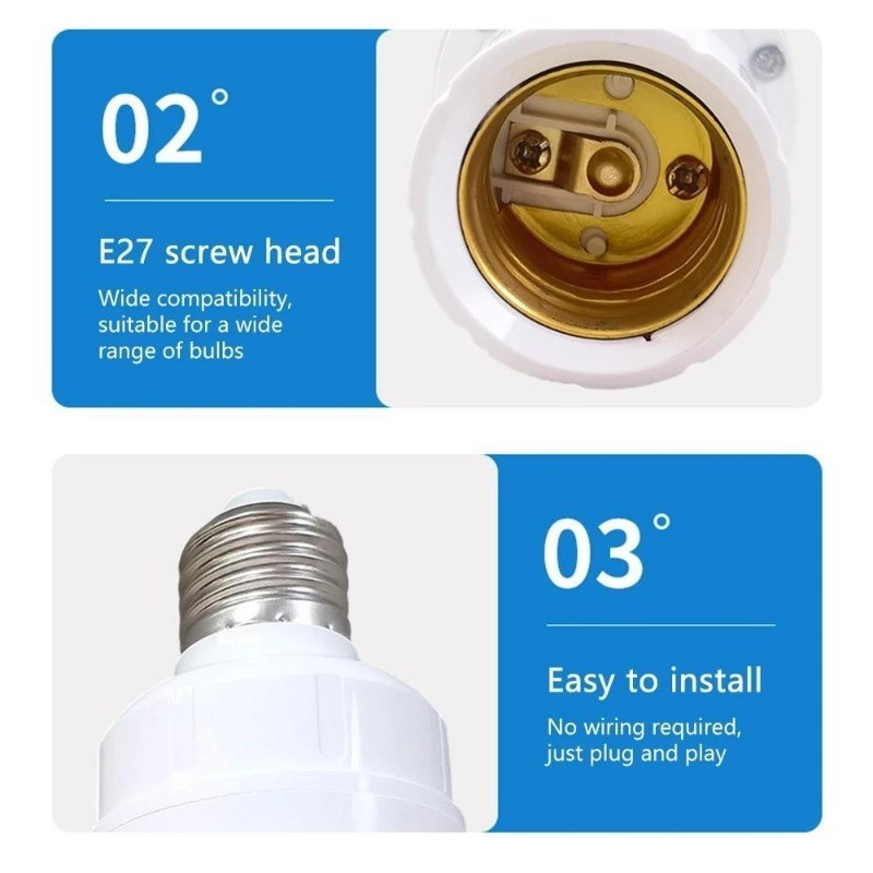 360 Degrees Human Induction Motion Sensor Night Lamp Socket Base E27 ...